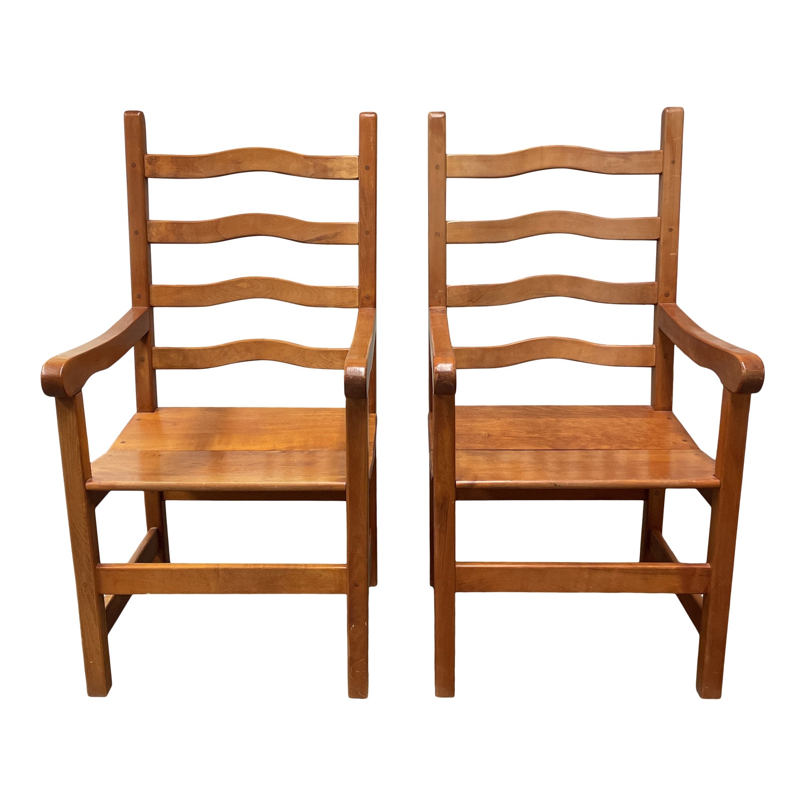 chilean-wood-ladderback-arm-chairs-a-pair-9660 - Design Plus Gallery