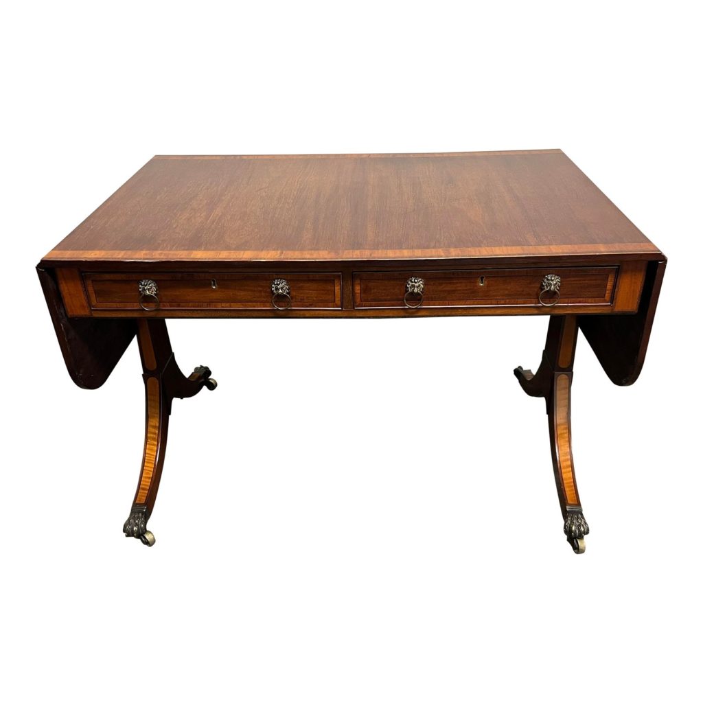Early 20th Century Inlay + Castor Drop Leaf Table - Design Plus Gallery