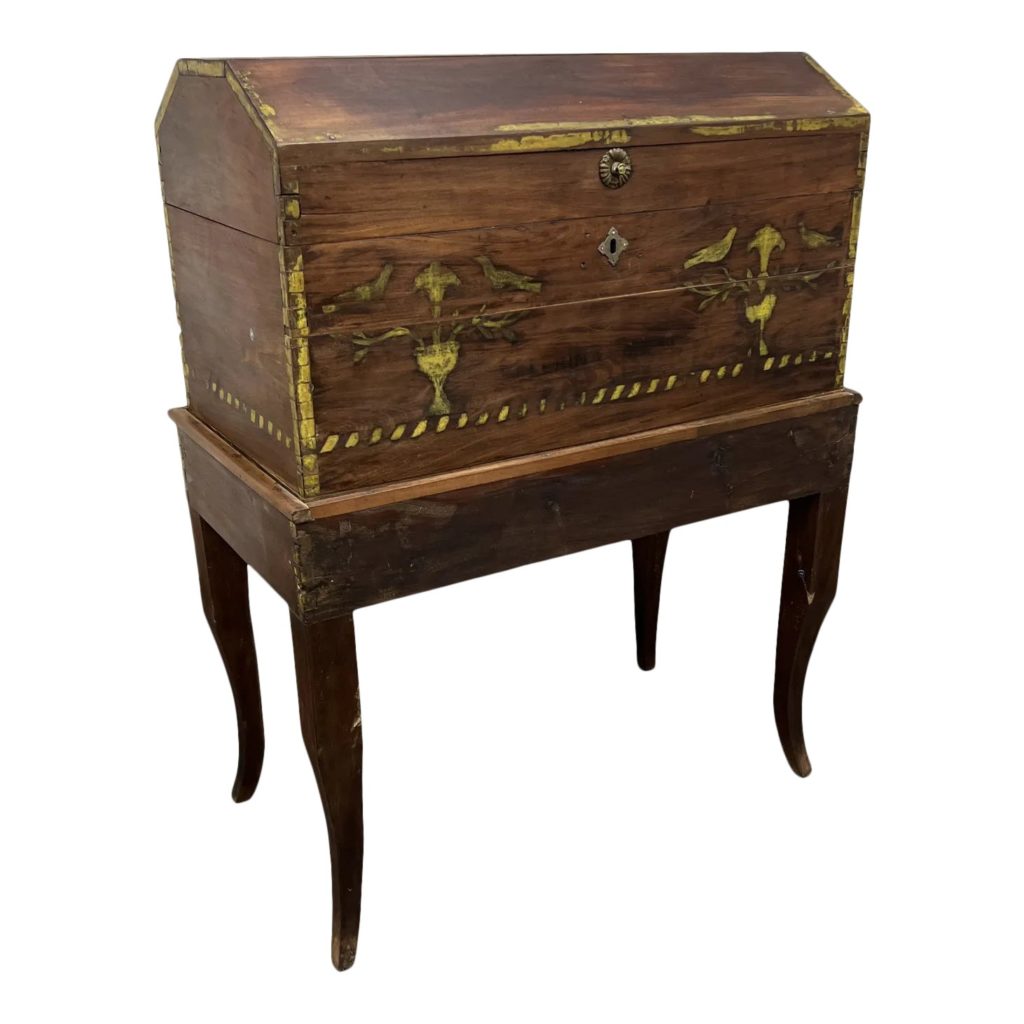 19th Century Wood Painted Chest + Stand - Design Plus Gallery