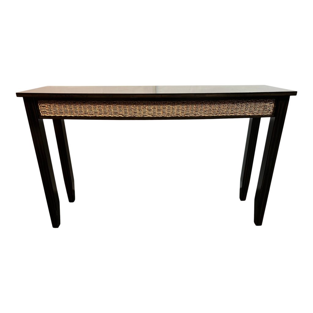 Palecek Dark Finish + Rattan Console Table - Design Plus Gallery