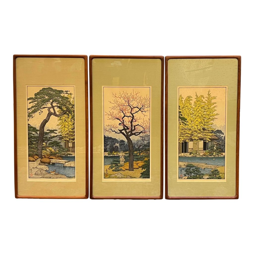 Toshi Yoshida Friendly Garden Wood Block Prints, Set of Three - Design ...