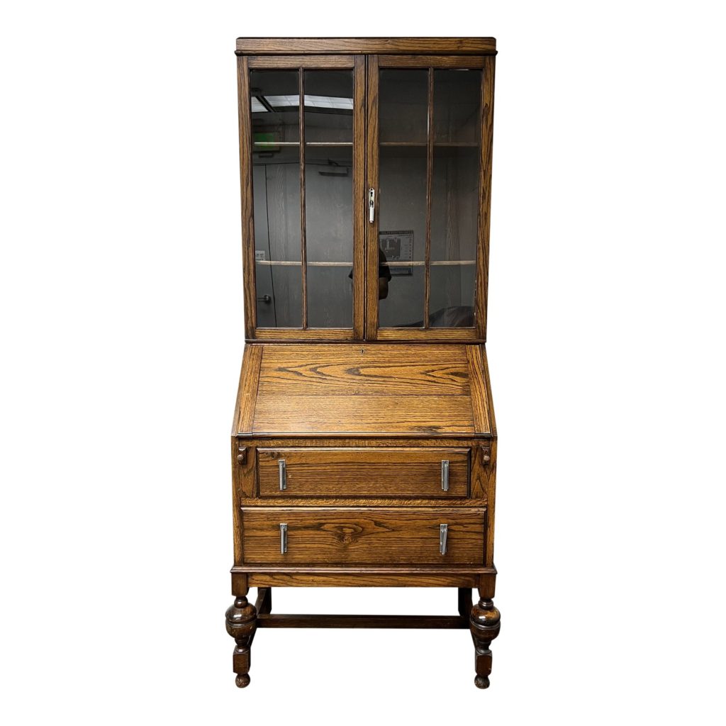 Vintage Two-Piece Wood Secretary Desk - Design Plus Gallery