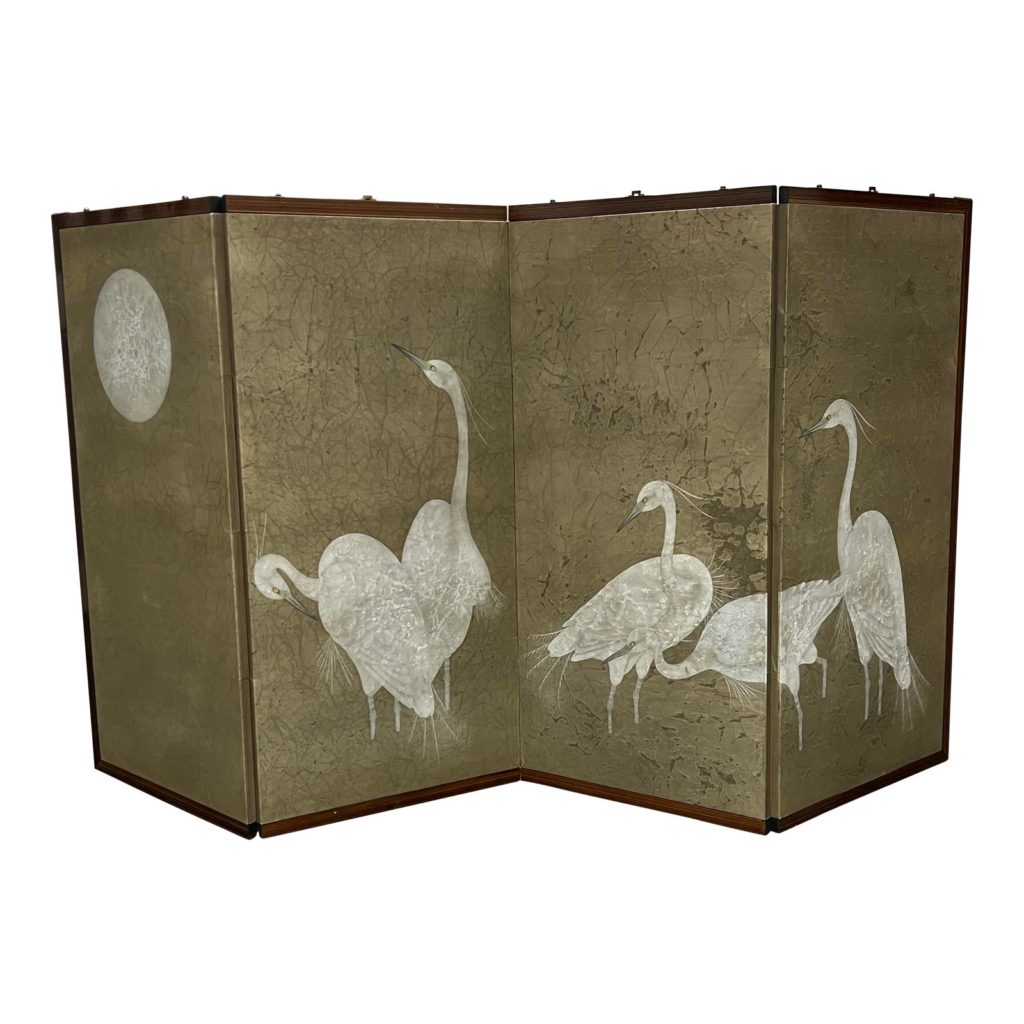 Vintage Four-Panel Crane Screen Divider - Design Plus Gallery