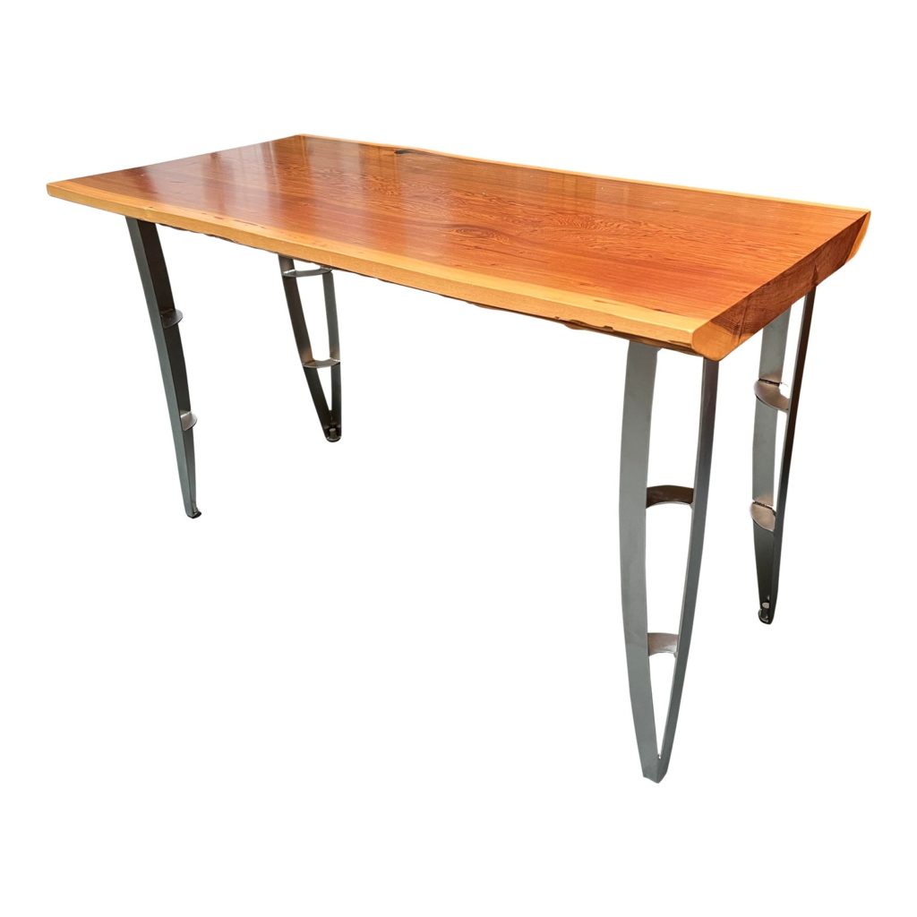 Custom Modern Live Edge Redwood Desk - Design Plus Gallery
