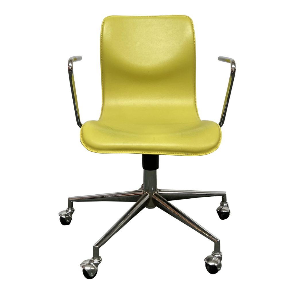 Contemporary Chartreuse + Chrome Office Chair - Design Plus Gallery