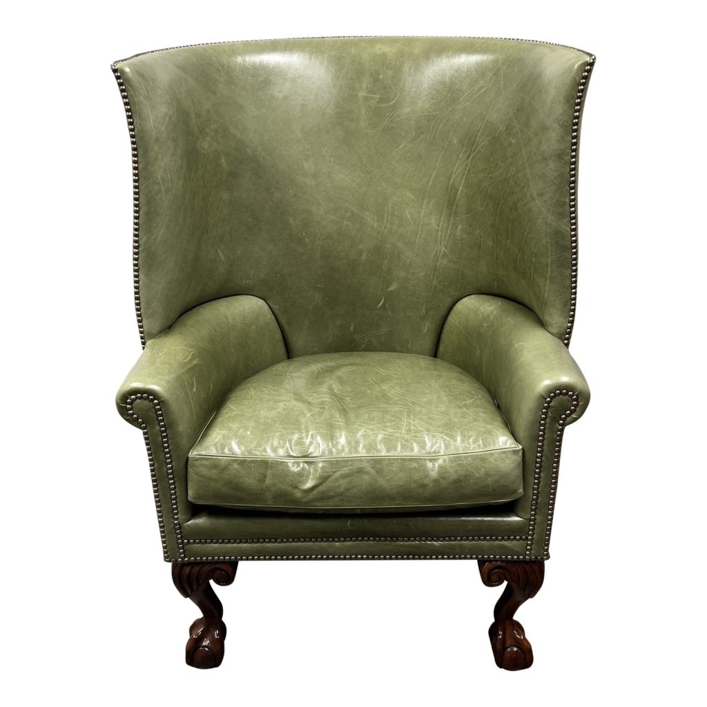 Constance Posse Tipped Olive Green Wingback Ballfoot Chair. Original ...