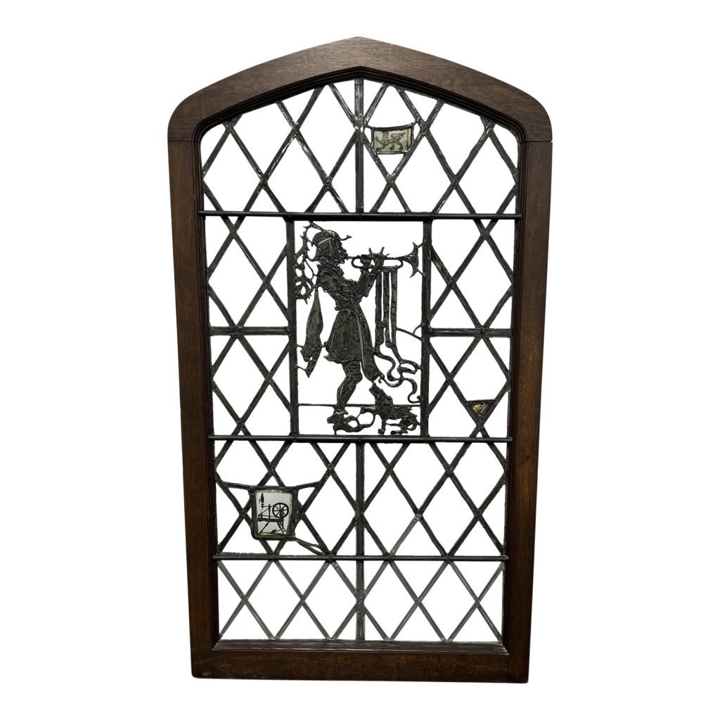 19th Century Bugler Leaded Glass Window Pane | Design Plus Gallery