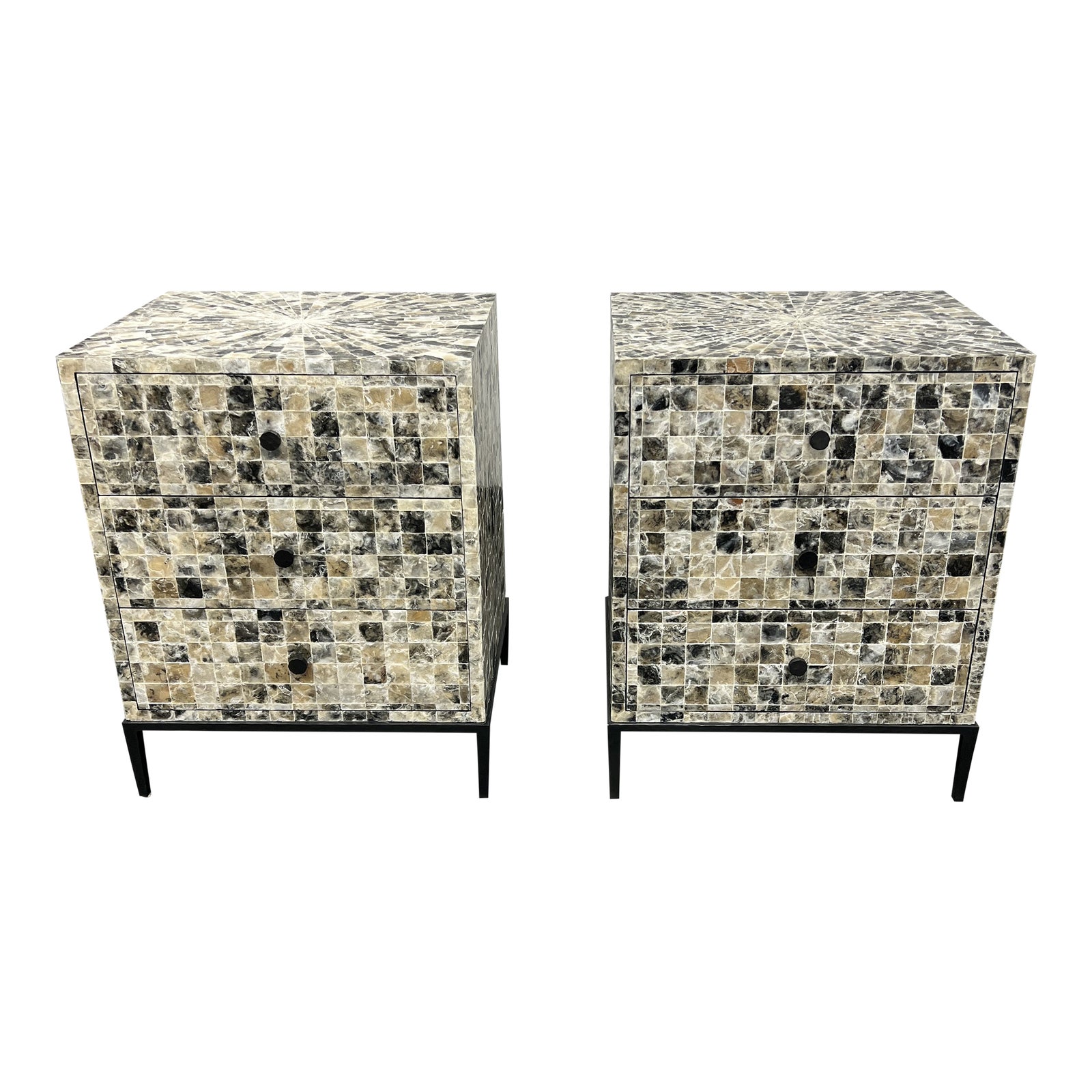 ironies-shell-inlay-three-drawer-side-tables-a-pair-3600 - Design Plus ...