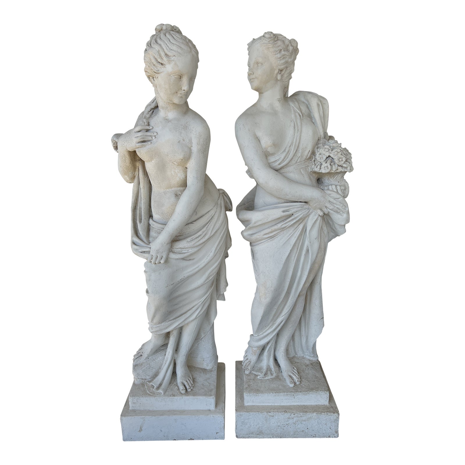 vintage-garden-guardian-plaster-statues-a-pair-4757 - Design Plus Gallery