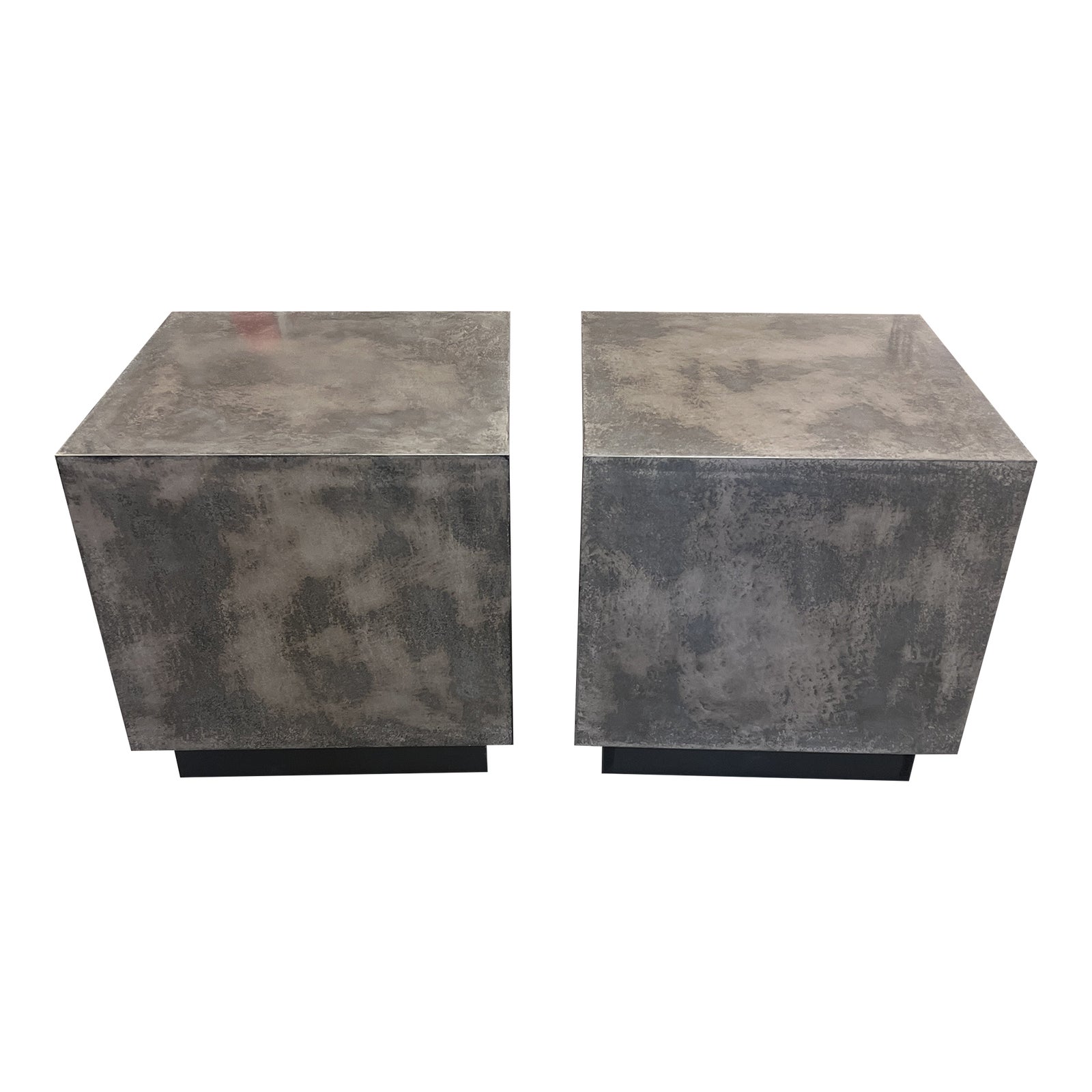 timo-van-riggelen-faux-metal-cube-side-tables-a-pair-4709 - Design Plus ...
