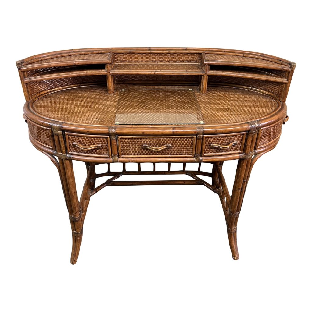 Palecek China Bay Rattan Writing Desk - Design Plus Gallery