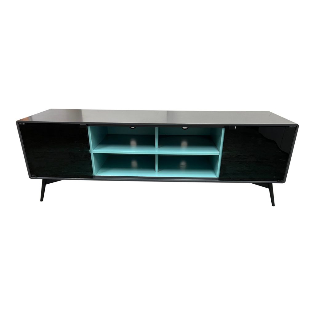 Modloft Sky Blue + Glass Media Console Sideboard - Design Plus Gallery