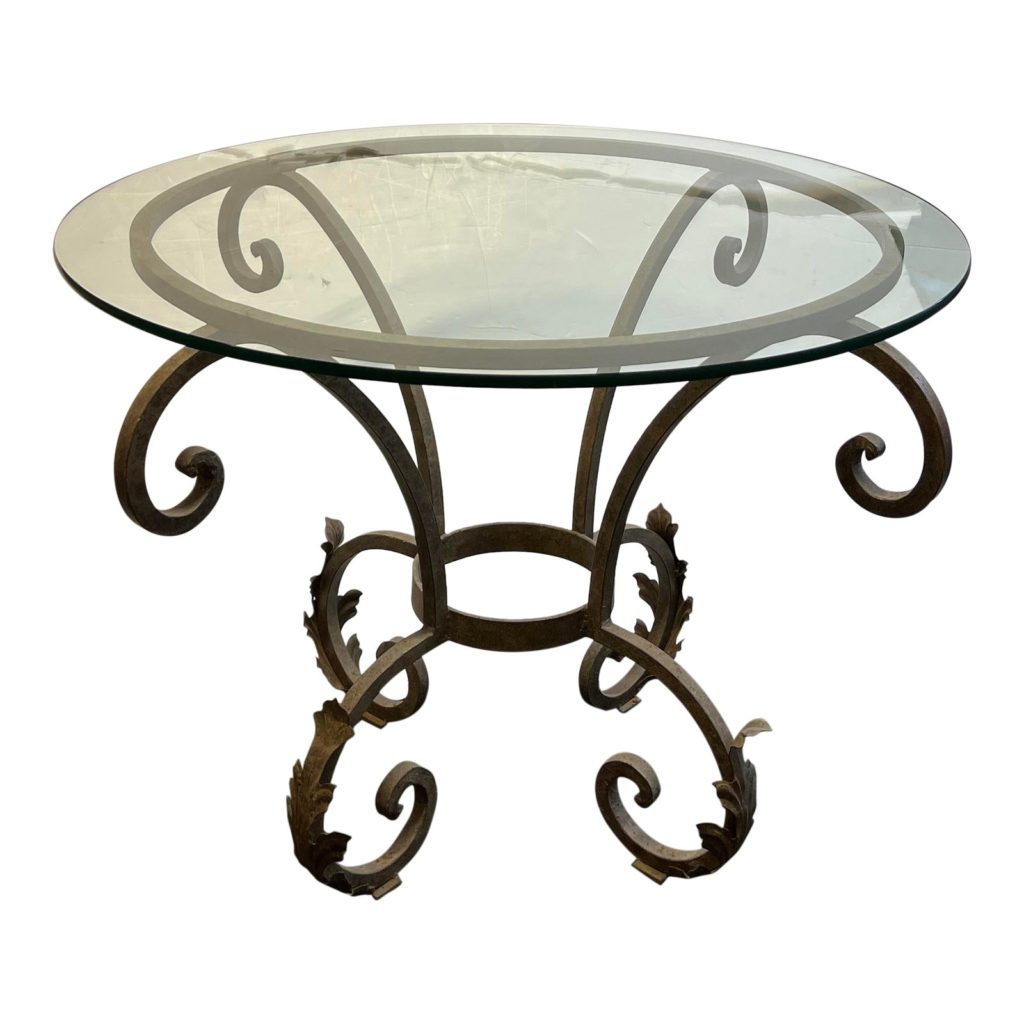 Vintage Iron + Glass Accent Table - Design Plus Gallery