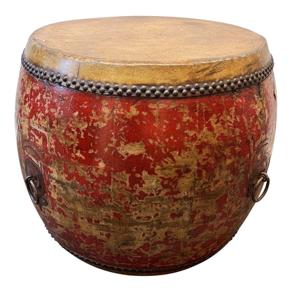 Antique Chinese Red Lacquer Dragon Drum - Design Plus Gallery
