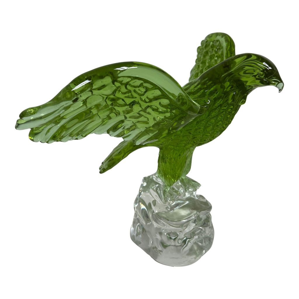 1990’s Oggetti Green Glass Eagle Sculpture | Design Plus Gallery