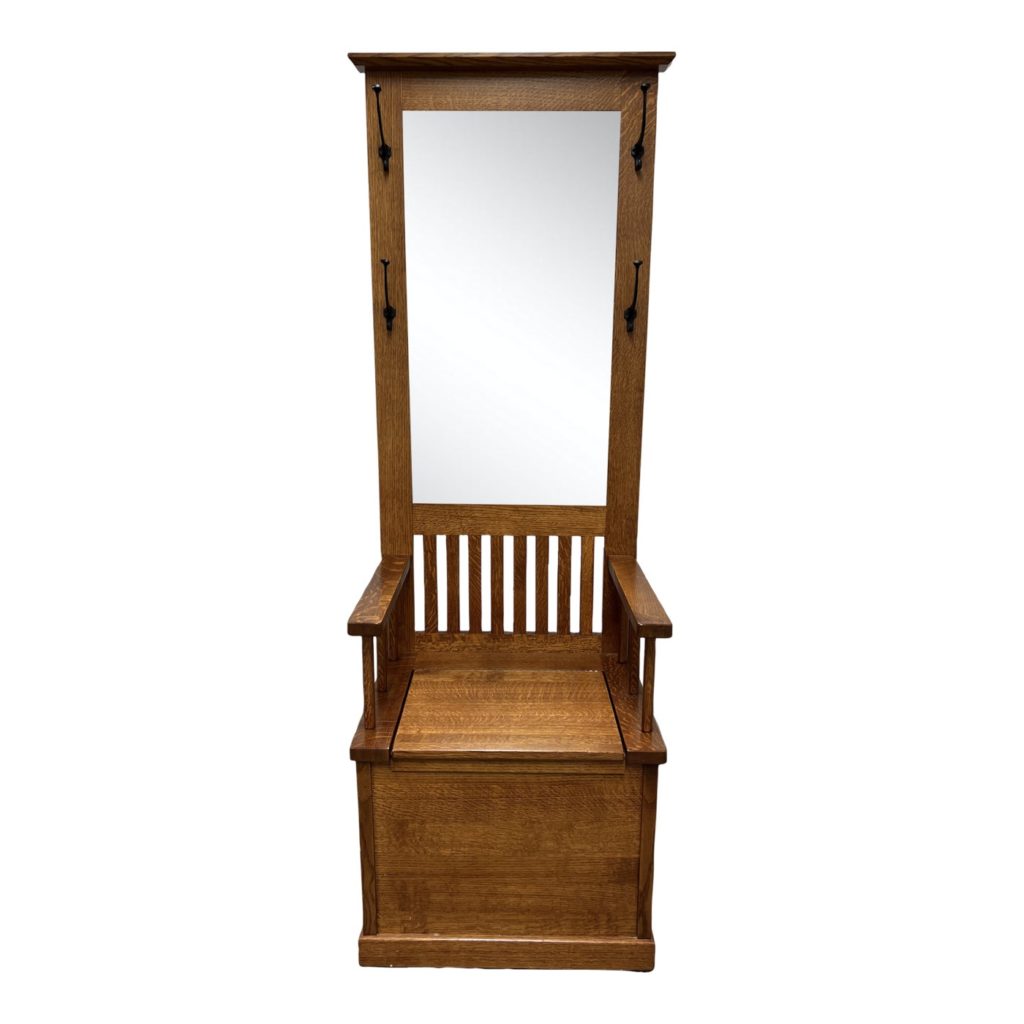 Mission Style Riftcut Oak Storage Bench + Hall Tree - Design Plus Gallery