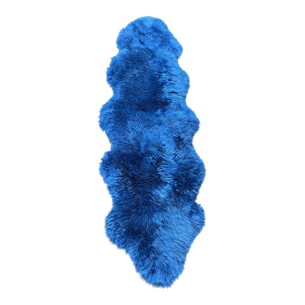 Pure Wool Royal Blue Sheepskin Rug - 2′4″ × 6′3″ - Design Plus Gallery
