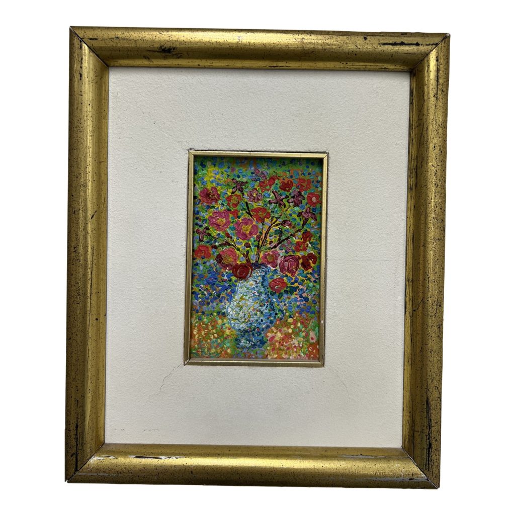 Flores Gold Framed Original Peruvian Artwork - Design Plus Gallery