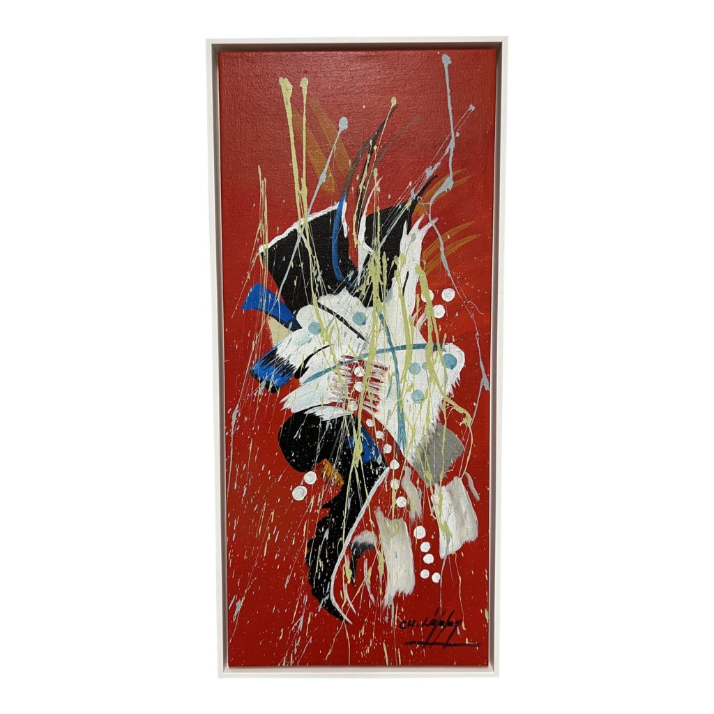 Elver Chincay Lopez Abstract Red Framed + Signed Original Peruvian ...