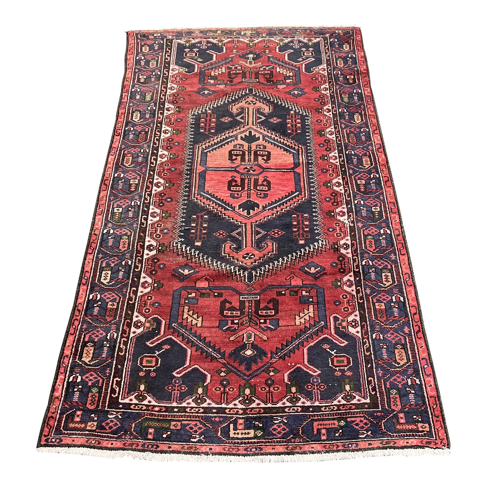 4ft1in-x-8ft1in-vintage-hamaden-red-persian-rug-7345 - Design Plus Gallery