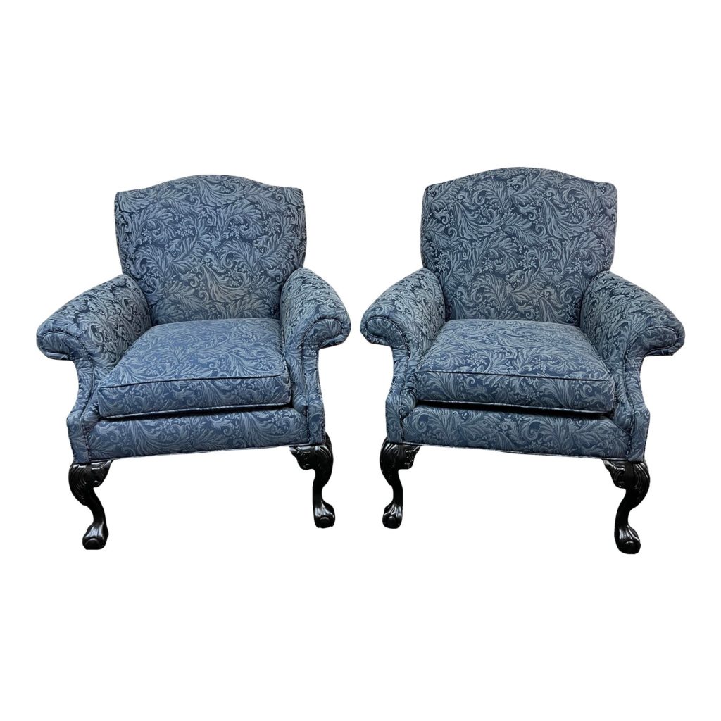 Thomasville Vintage Camelback Arm Chairs, a Pair - Design Plus Gallery