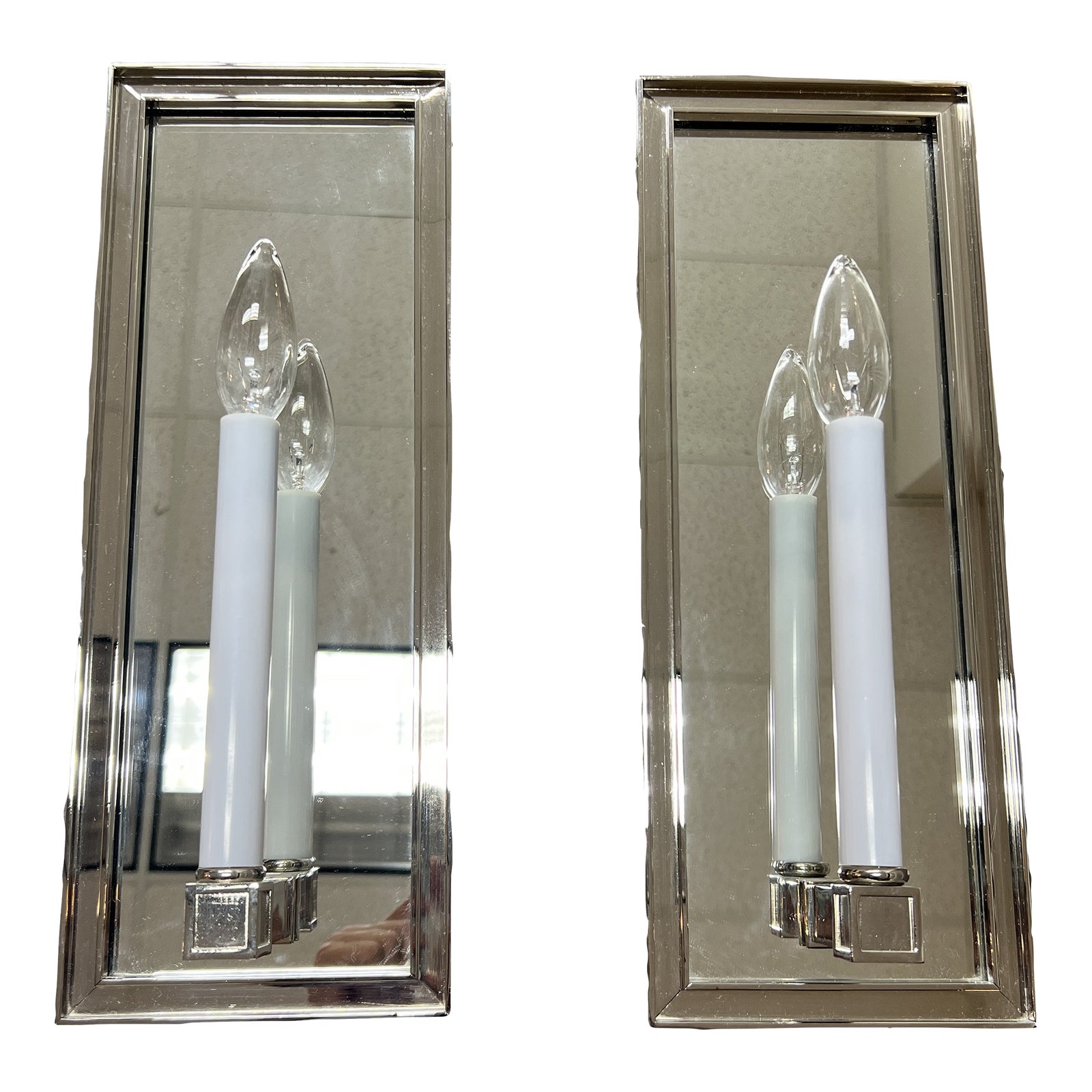 Contemporary Mirrored Back Single Light Sconces, a Pair - Design Plus ...