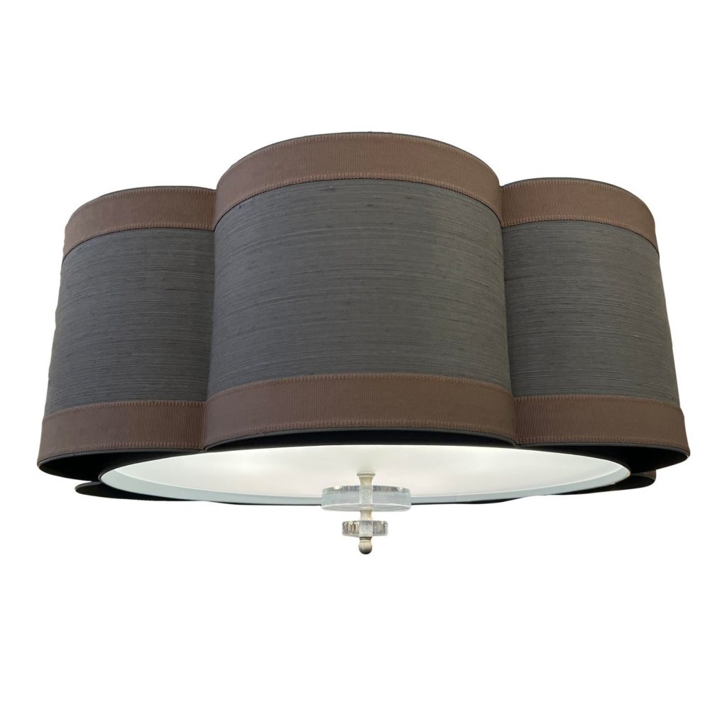 Custom Design Six Light Scalloped Linen Shade Pendant - Design Plus Gallery