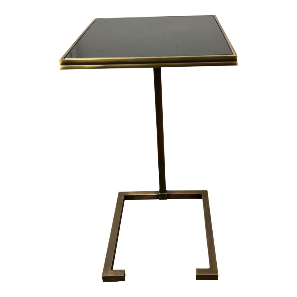 Modern Black Stone Top Brass Finish Metal C-Table - Design Plus Gallery