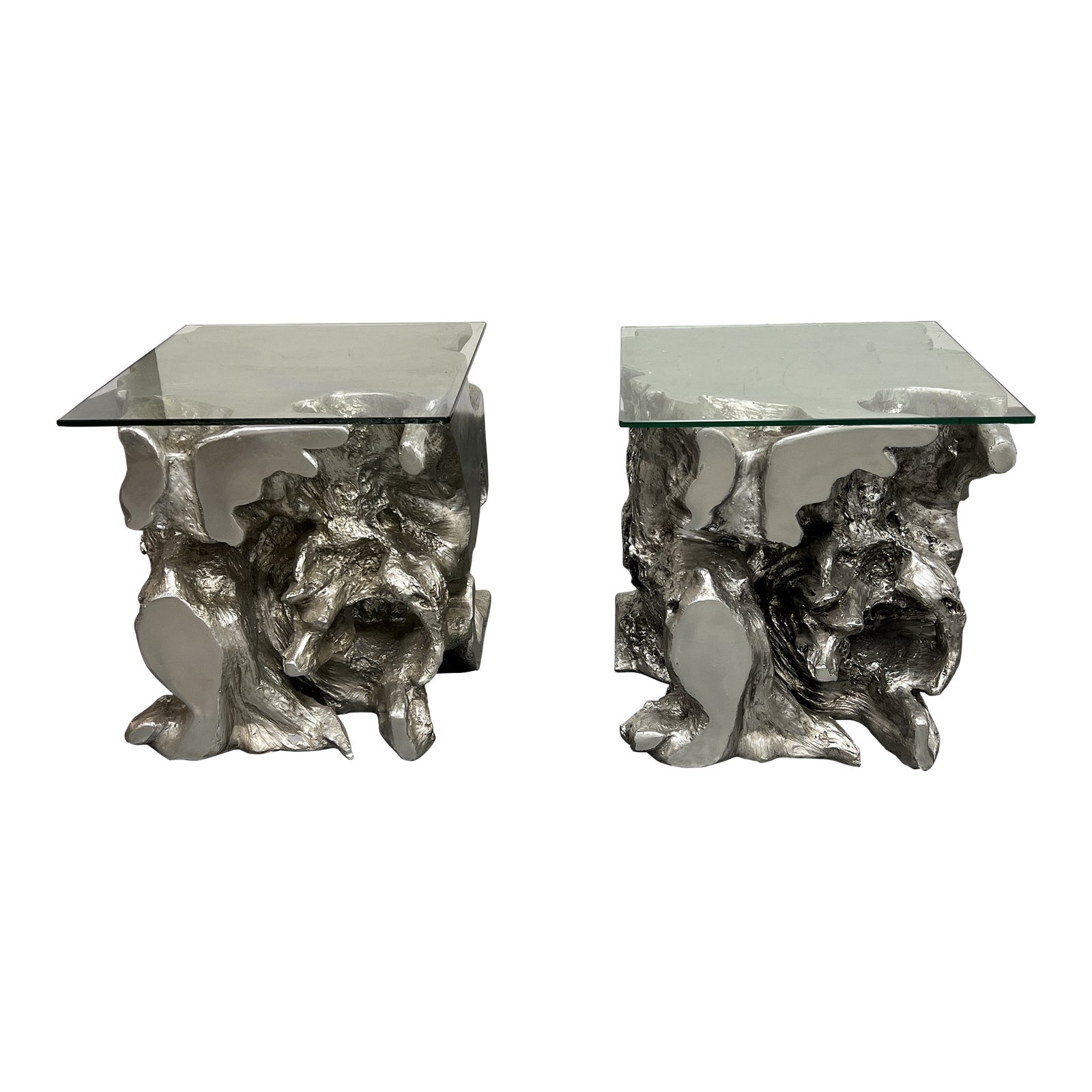 Sequoia Silver End Tables, a Pair. Original Price: $1,700 - Design Plus ...
