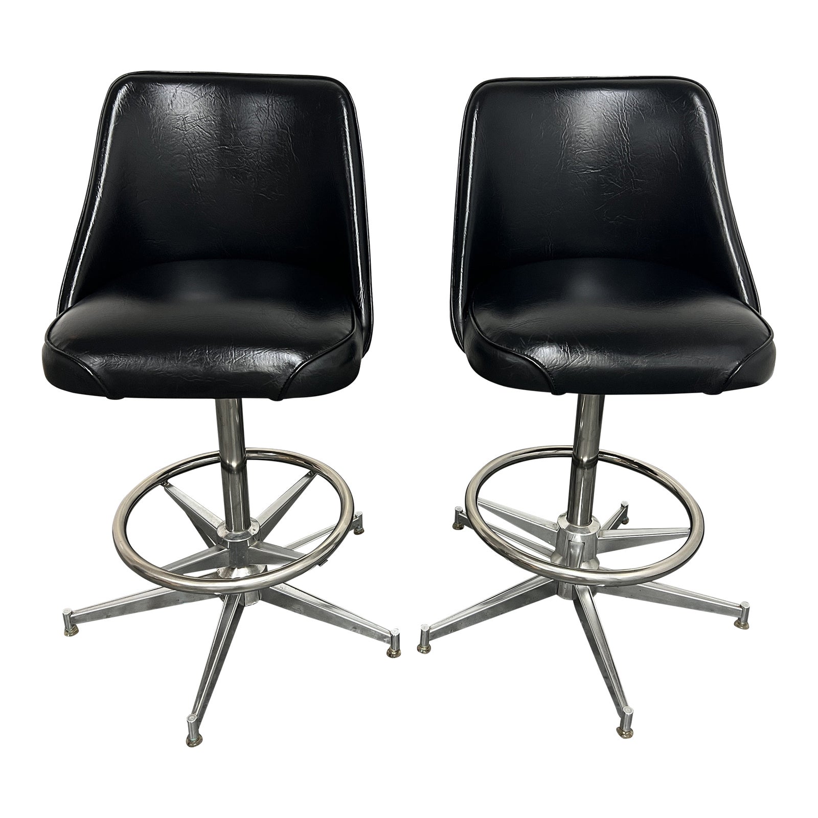 Tufted Swivel Counter Stools, a Pair - Design Plus Gallery