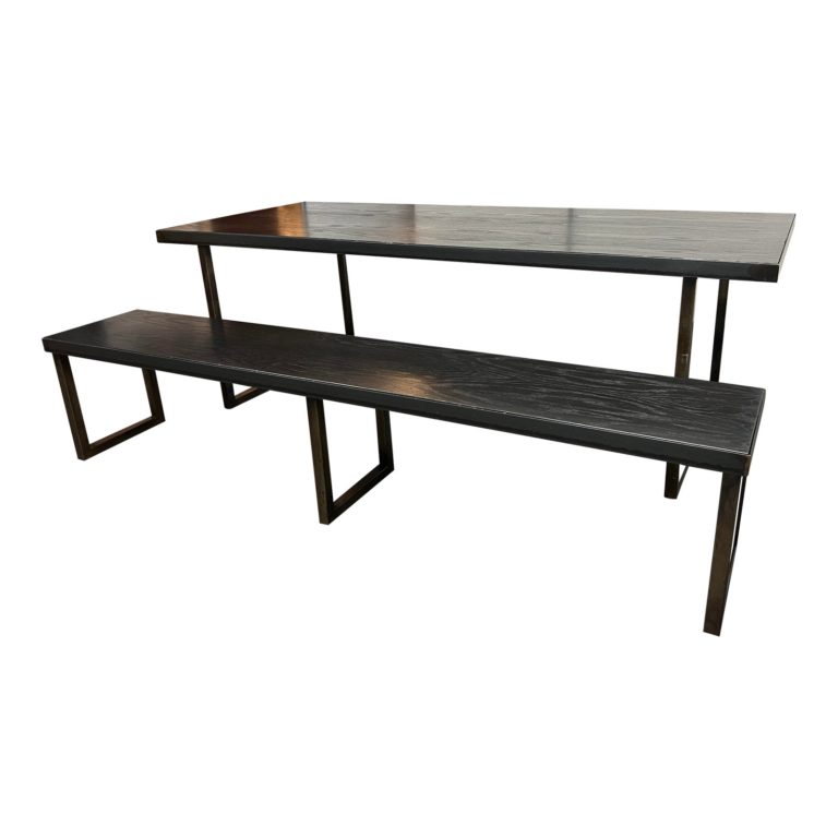 Custom Design Black Wood + Metal Wrap + Base Bench - Design Plus Gallery