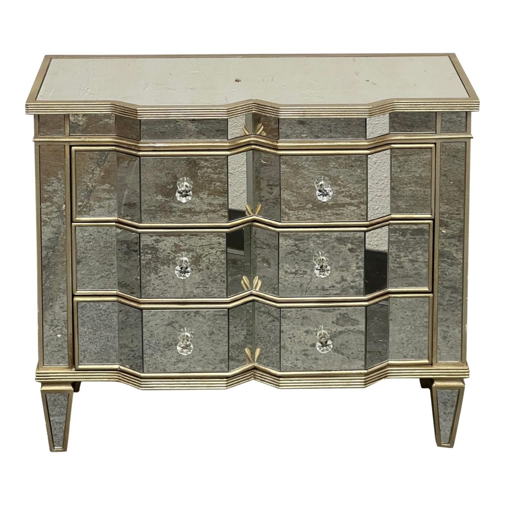 Deco Glam Mirrored Three Drawer Accent Chest - Design Plus Gallery