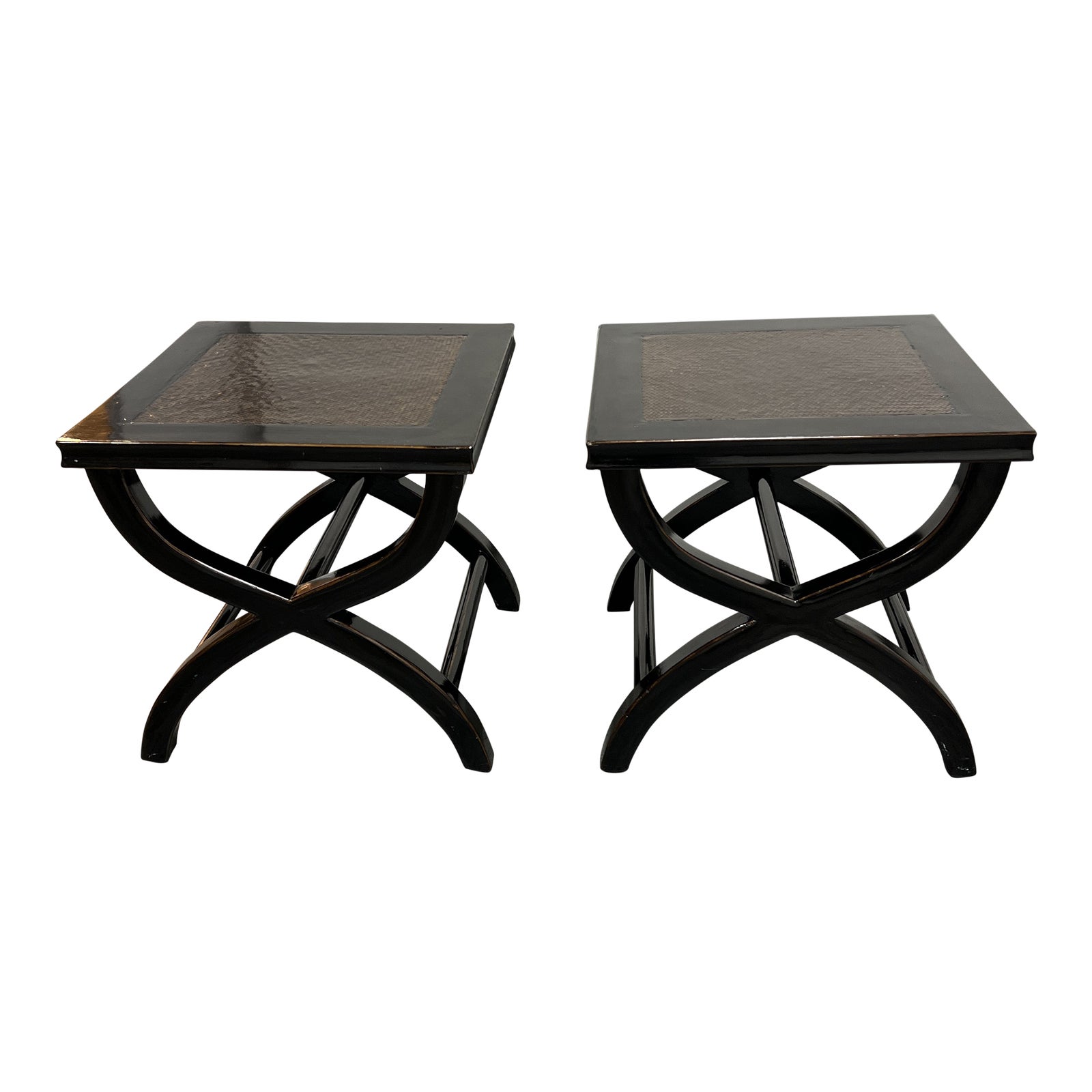 mitchell-gold-lacquered-side-tables-with-wicker-top-inset-a-pair-3516 ...