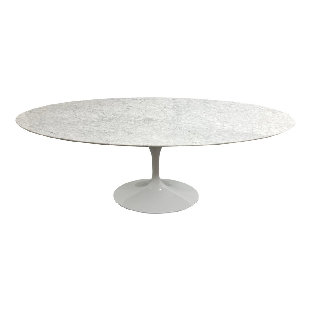 NEW France & Son Carrara Marble Pedestal Oval Dining Table. Original ...