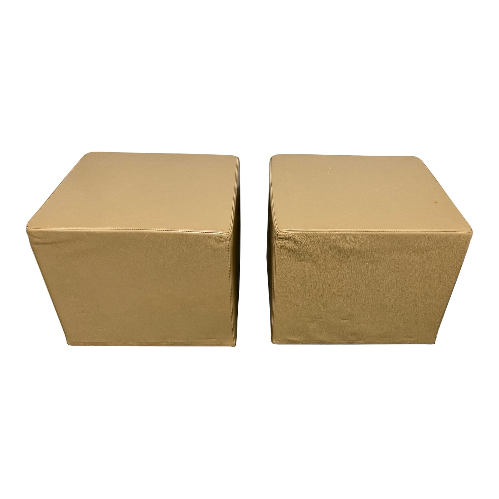 Room & Board Aero Leather Square Ottomans, a Pair. Original Price ...