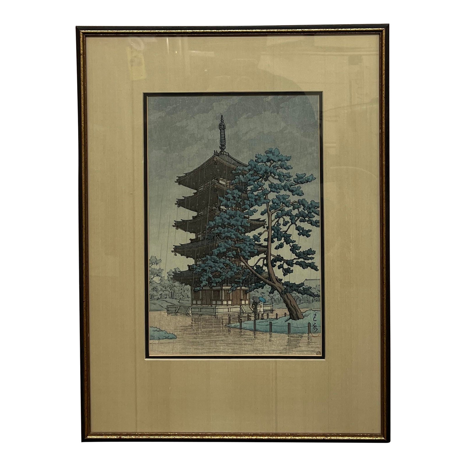Kawase Hasui Rain in Nara, the Kofuku Pagoda Vintage Woodblock Print ...