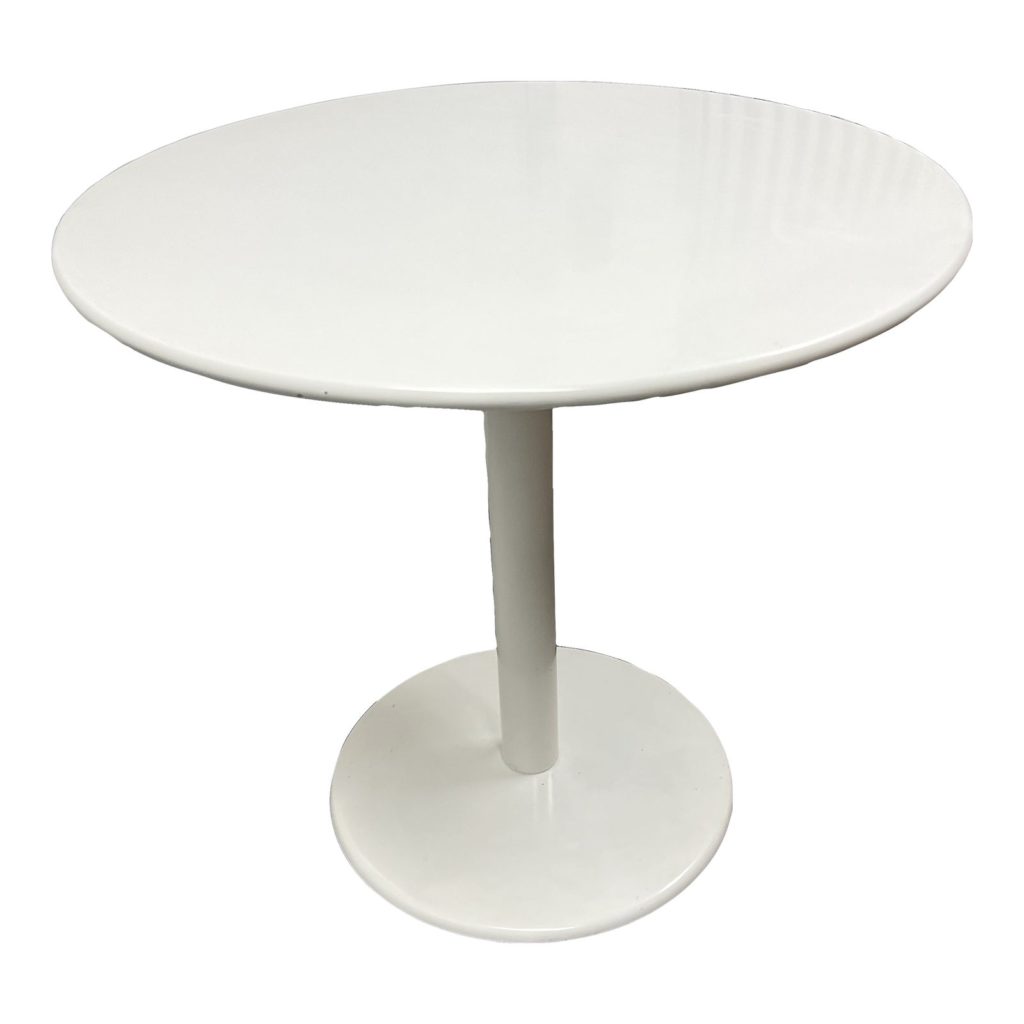 Modern White Lacquered Pedestal Bistro Table | Design Plus Gallery