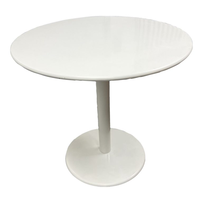 Modern White Lacquered Pedestal Bistro Table | Design Plus Gallery