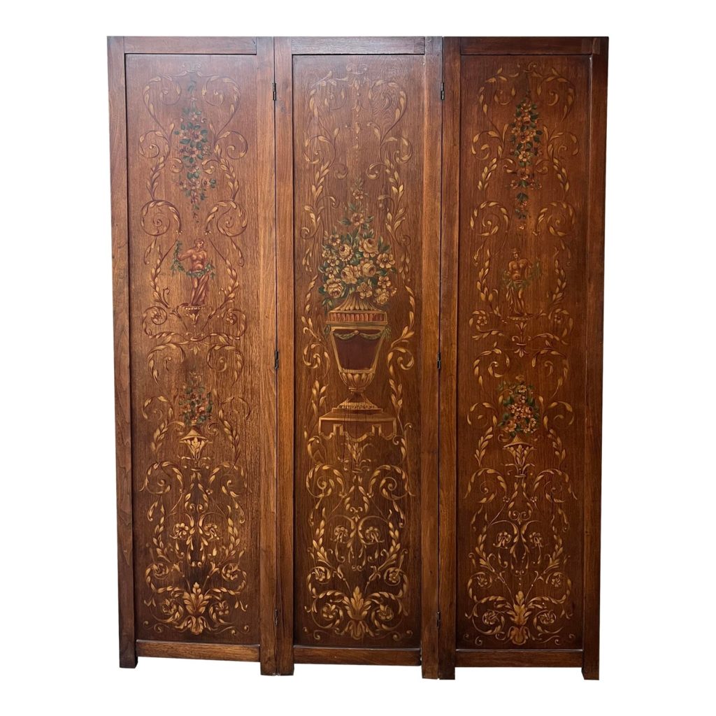 Vintage Edwardian Style Hand Painted Three Panel Screen | Design Plus ...