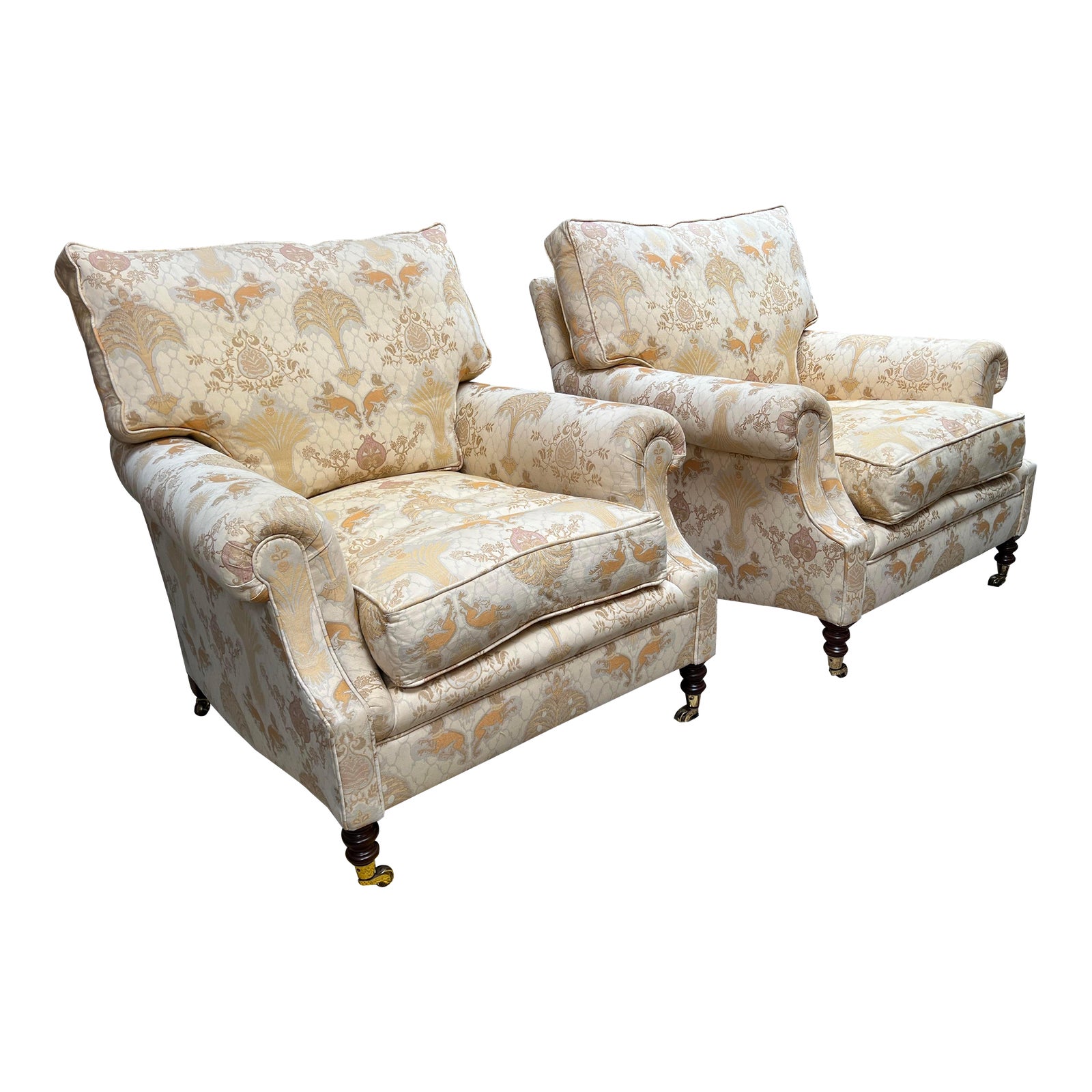 George Smith Signature Scroll Arm Chairs, a Pair. Original Price ...