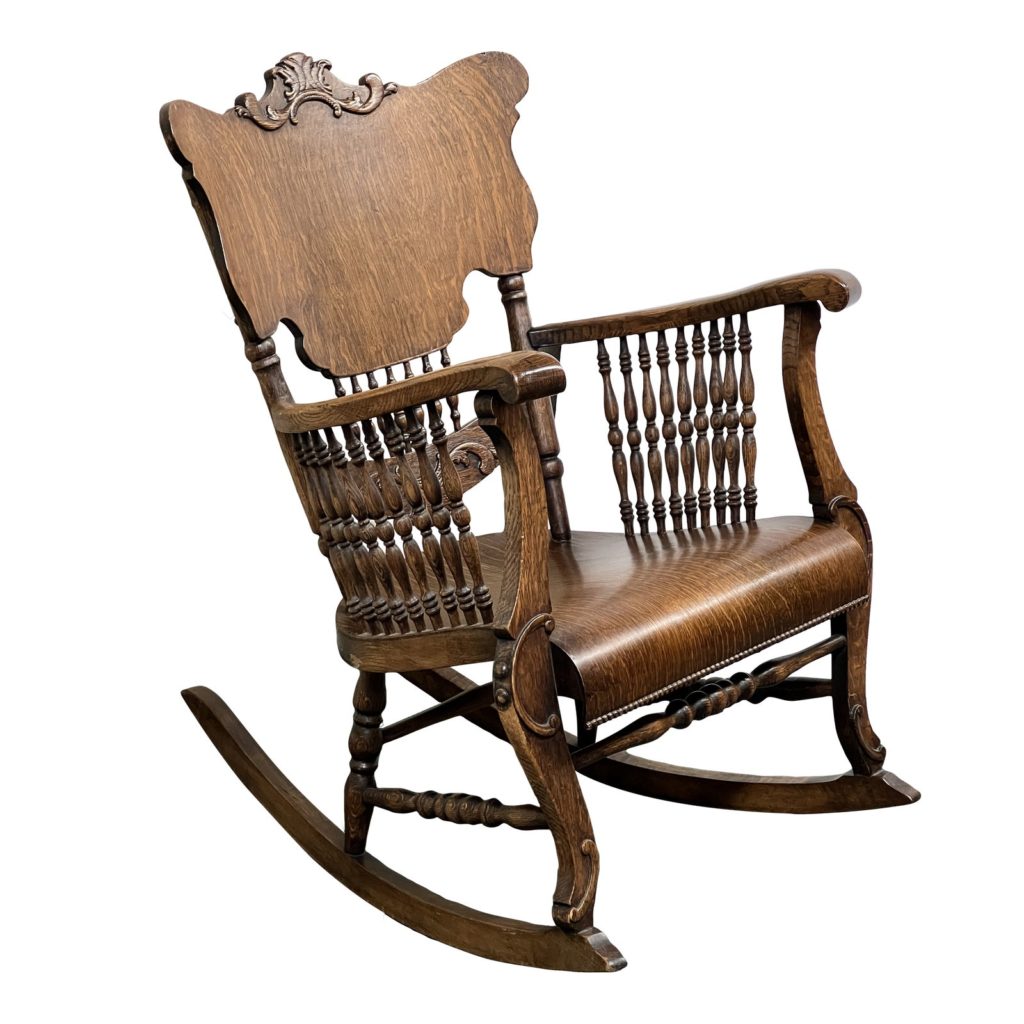Antique Tiger Oak Rocking Chair - Design Plus Gallery