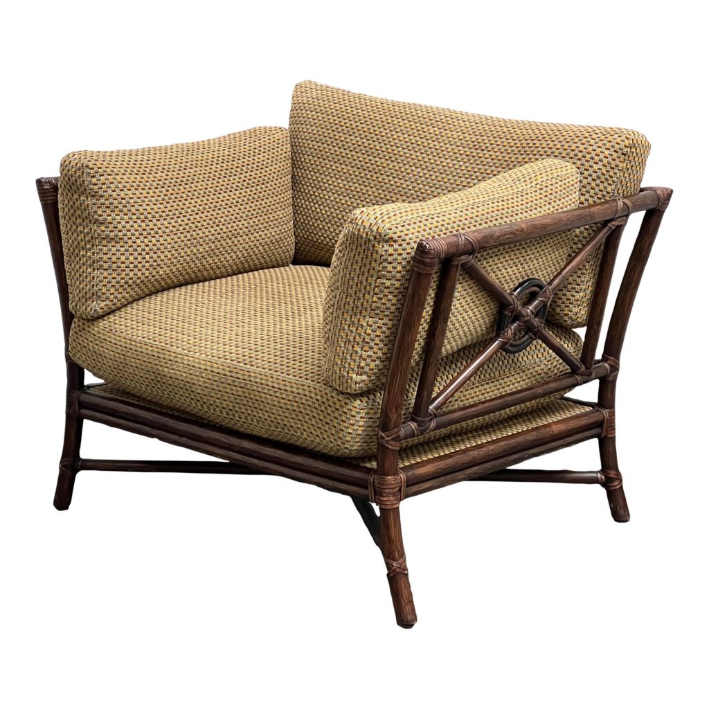 Traditional Rolled Arm Striped + Fixed Back Arm Chair | Design Plus Gallery