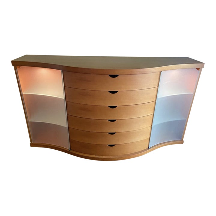 Vintage Italian Contemporary Lighted Buffet Sideboard - Design Plus Gallery