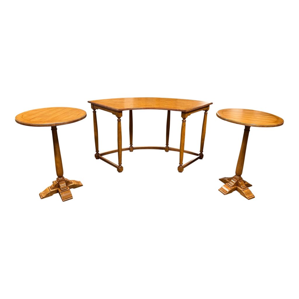 Custom Design Alderney Curved Table + Two Pedestal Tables Set - Design ...