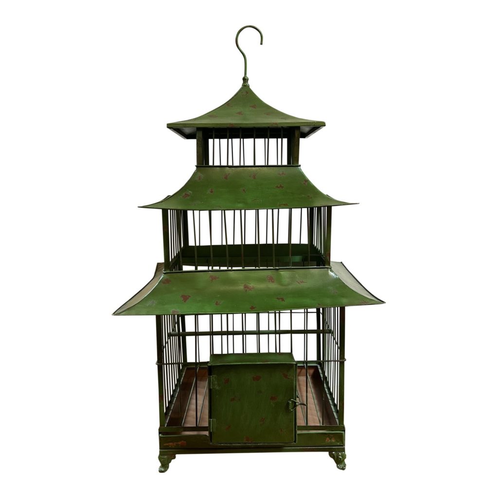 Asian Inspired Metal Bird Cage - Design Plus Gallery