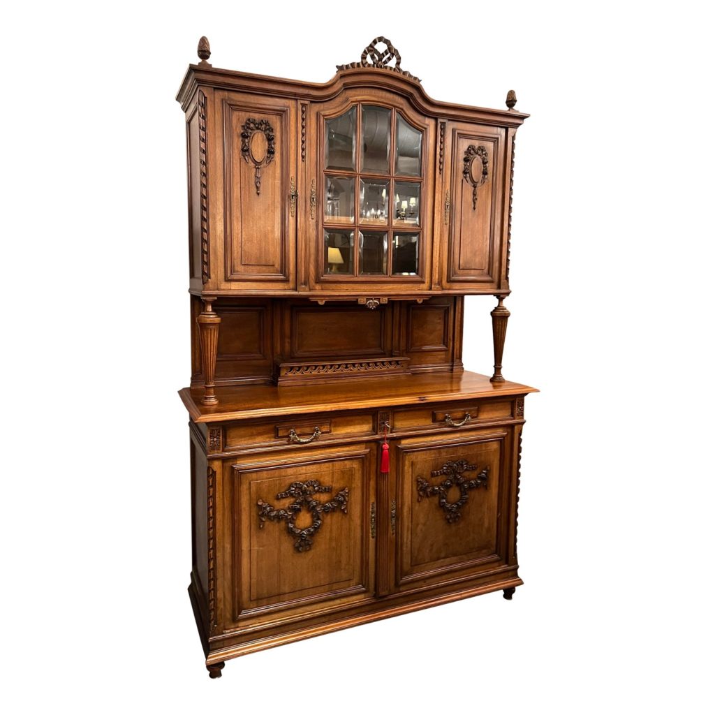 Early 1900's French Victorian Hand-Carved Walnut Sideboard Server ...