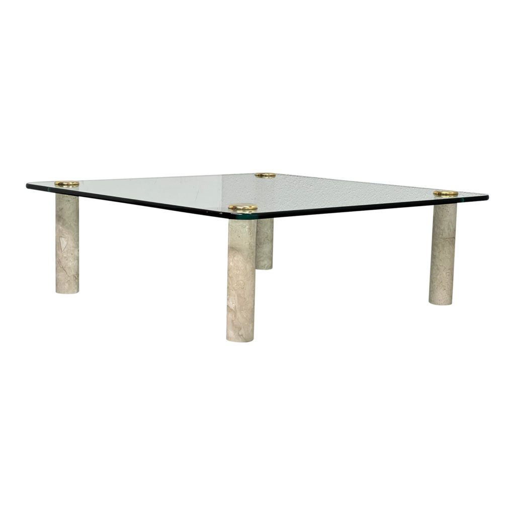 Vintage Leon Rosen Pace Collection Glass Top + Marble Legs Coffee Table ...