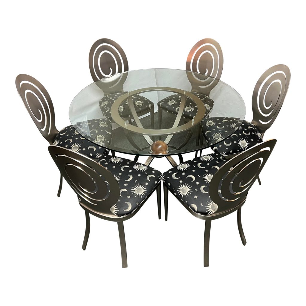 Ethan Allen Radius Collection Round Table + Six Side Chairs Set - Design Plus Gallery