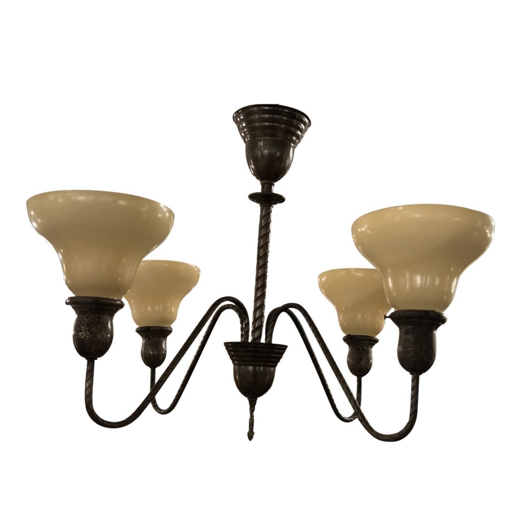 Vintage Ceiling Light Fixture With Four Opaque Beige Sconces - Design ...