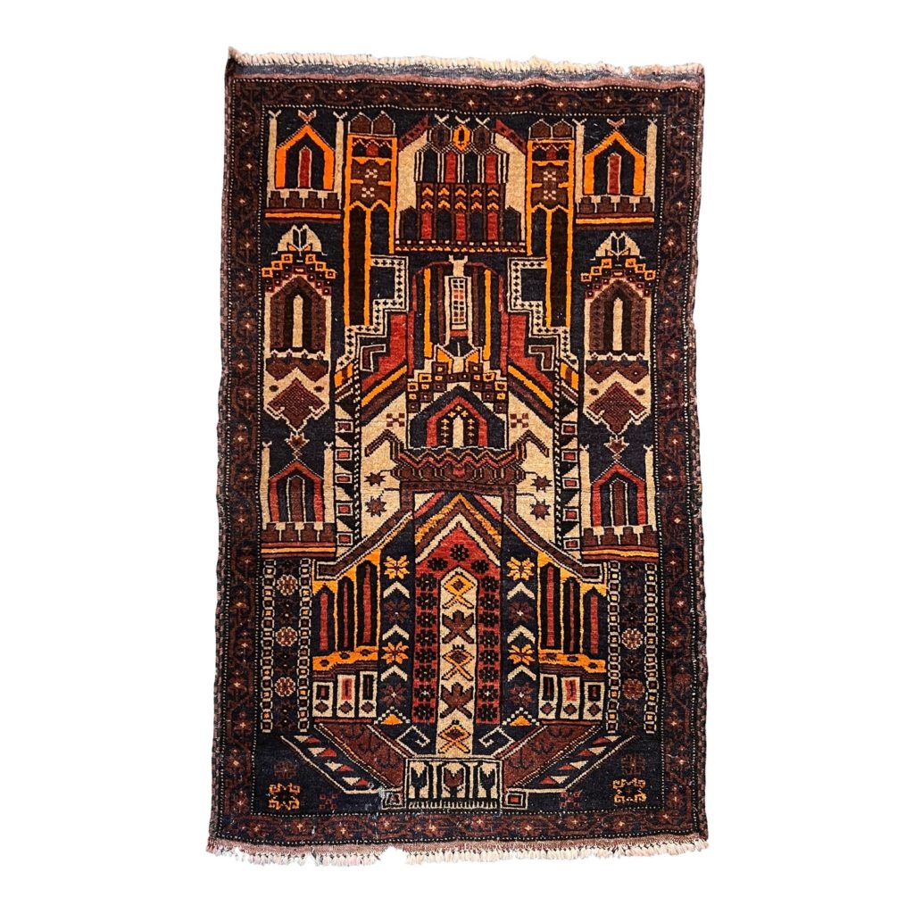 Vintage Tribal Prayer Rug - 2′8″ × 4′4″ - Design Plus Gallery